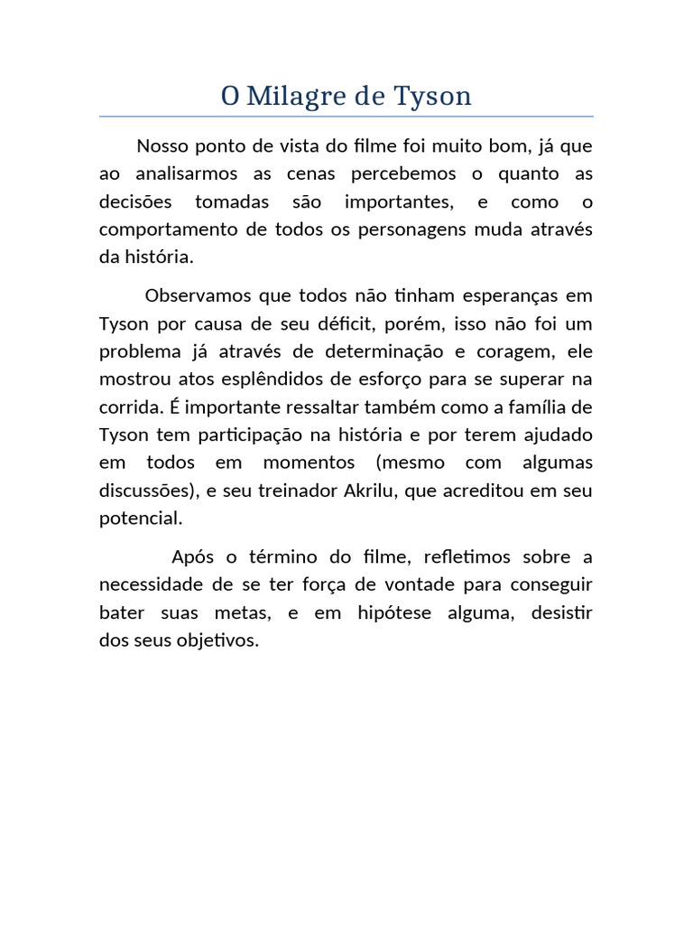 O Milagre de Tyson | PDF
