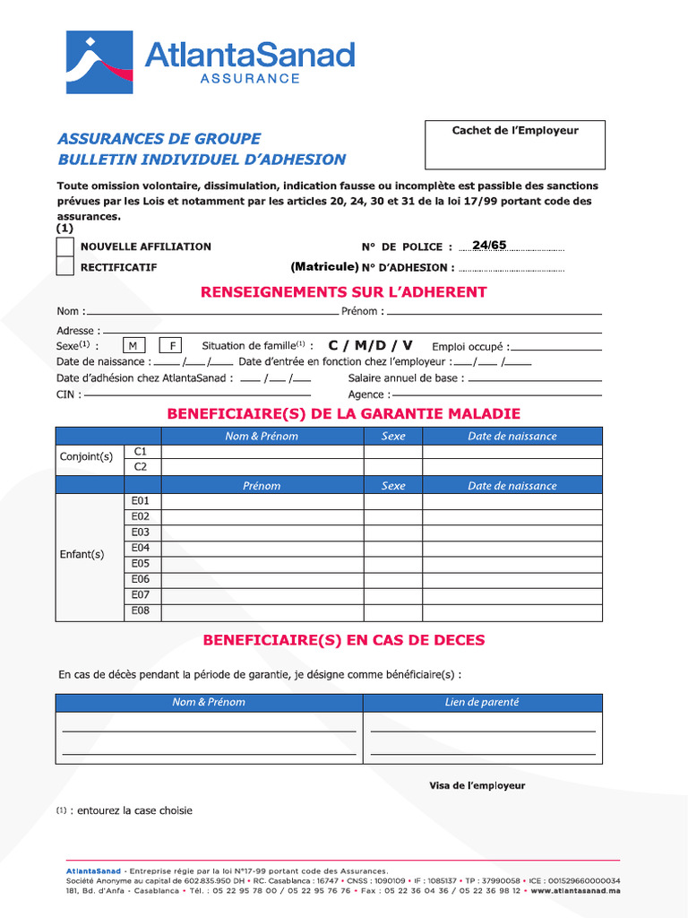 Bulletin Adhesion AtlantaSanad 2024 | PDF