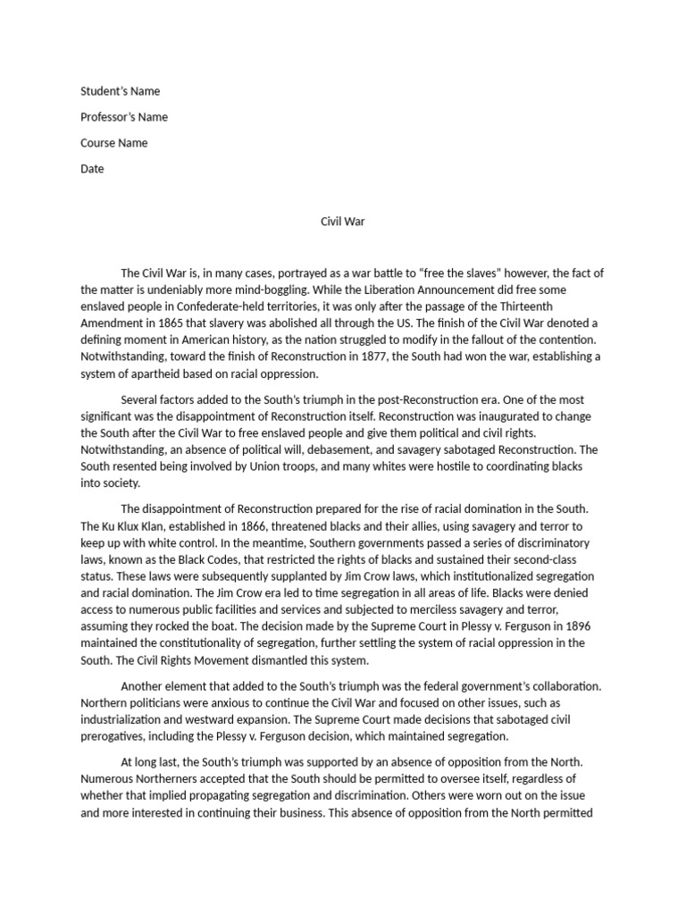 Civil War Essay | PDF