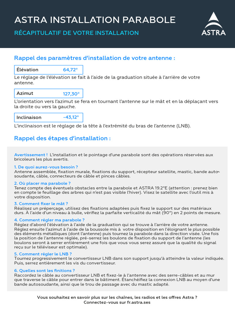 Votre Installation ASTRA | PDF