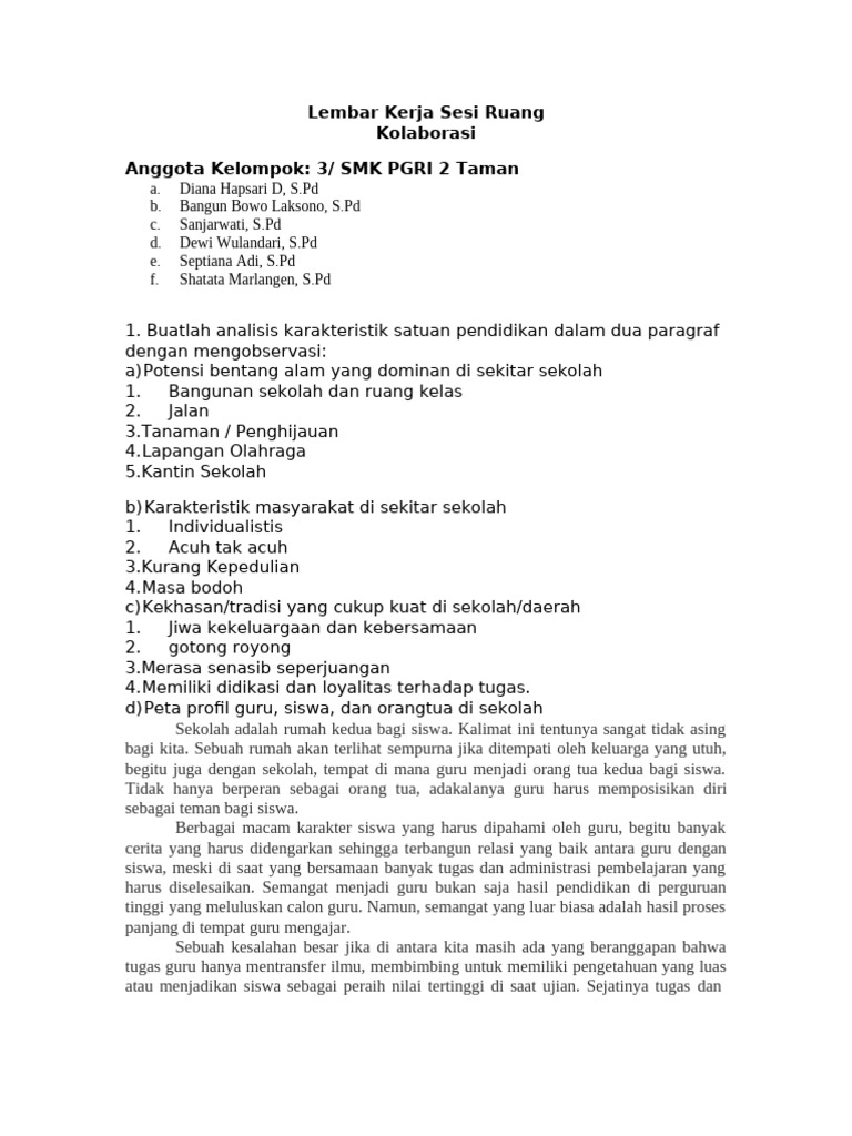 LK12 - Ruang Kolaborasi - Penyusunan KOS 1 | PDF