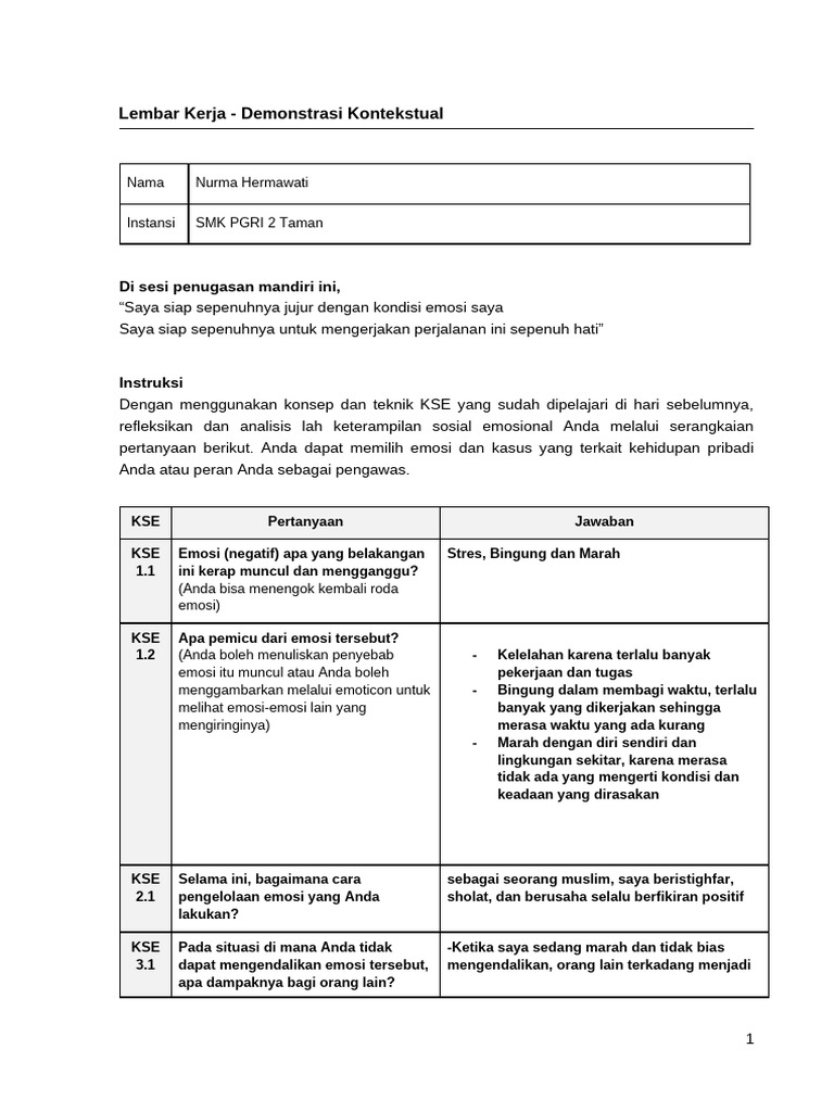 LK6 - Demonstrasi Kontekstual - KSE | PDF