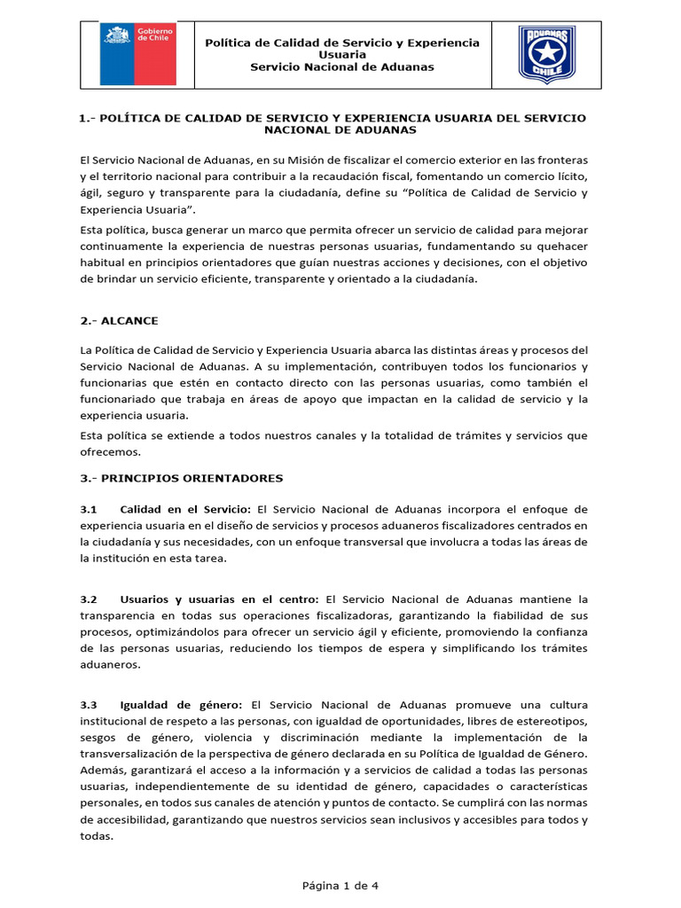 Pol Tica de Calidad de Servicio y Experiencia Usuaria Julio 2024 | PDF
