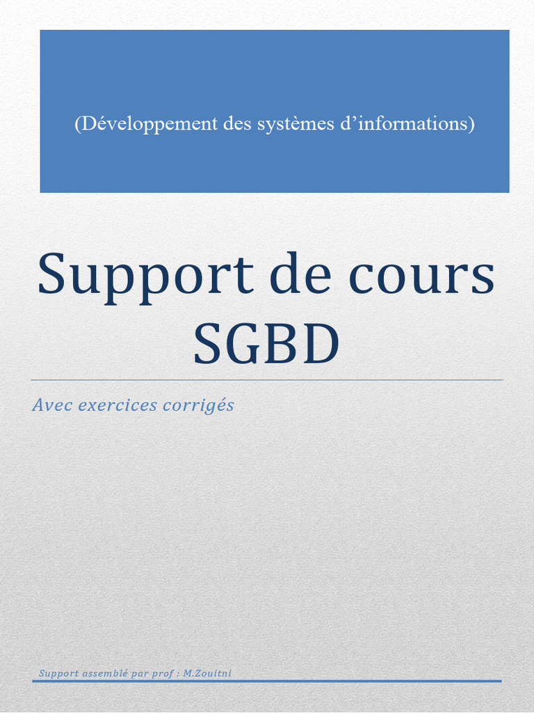Cours SGBD avec Exercices Corrigés | PDF | Computers