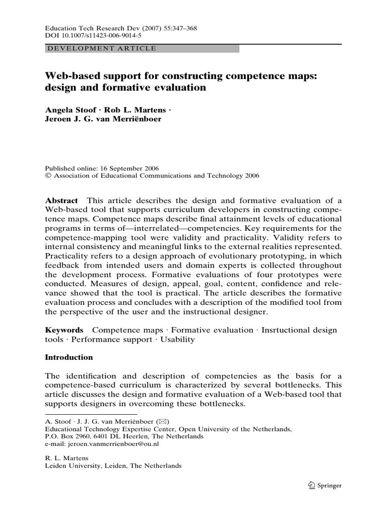 Web-Based Support For Constructing Competence Maps: Design and Formative Evaluation | PDF