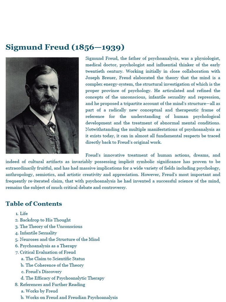 Freud, Sigmund - Internet Encyclopedia of Philosophy | PDF