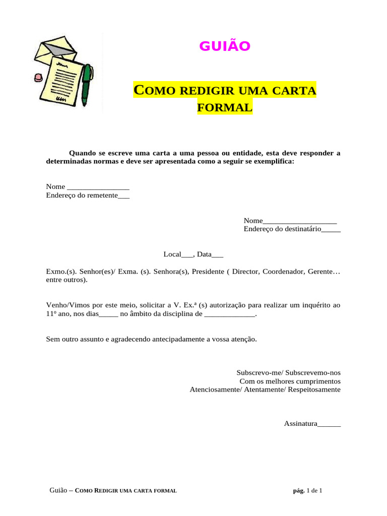 Como Redigir Uma Carta Formal | PDF