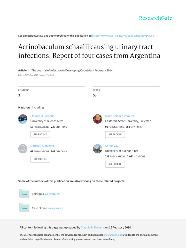Actinobaculum Schaalii-4 Casos en Argentina | PDF