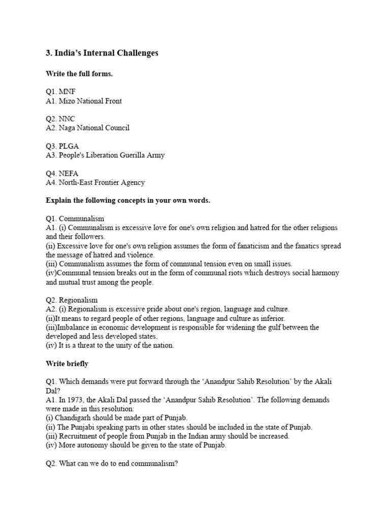 India's Internal Challenges | PDF