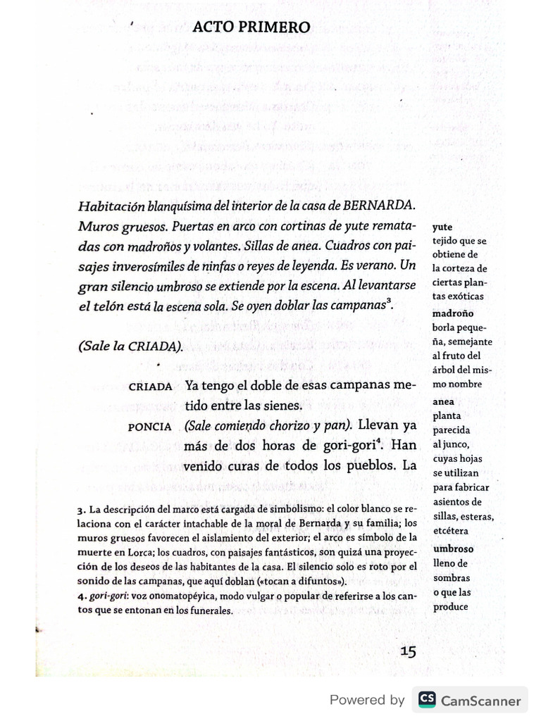 Acto Primero La Casa de Bernarda Alba | PDF