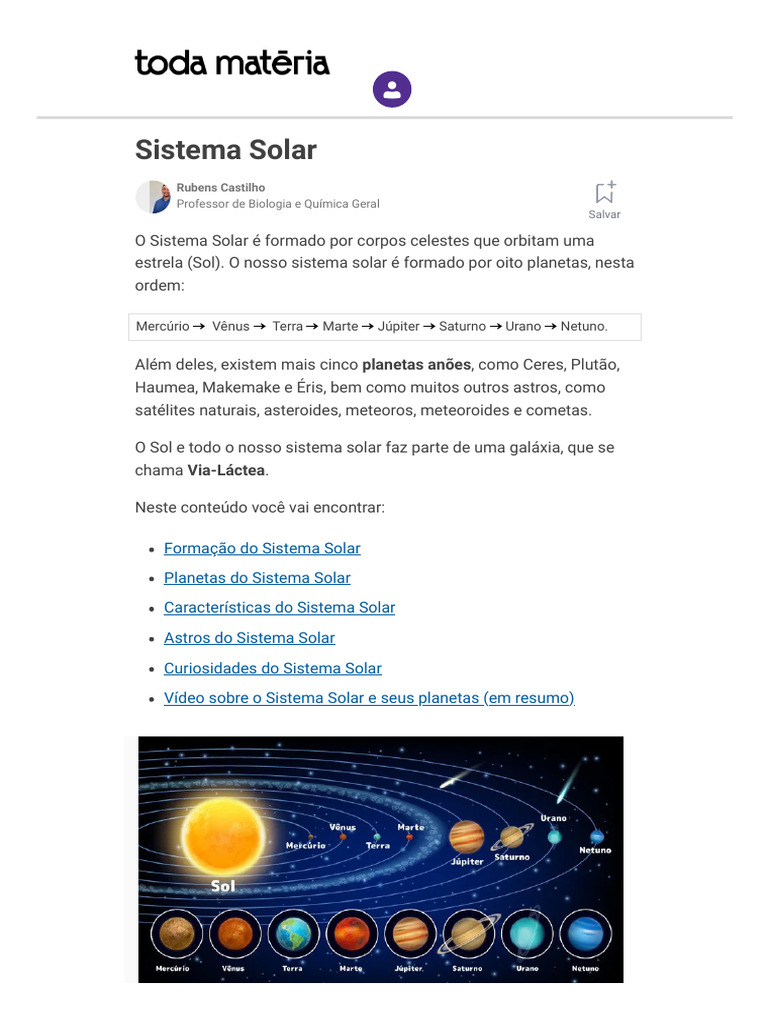 Sistema Solar - o Que É, Planetas, Origem e Características - Toda ...