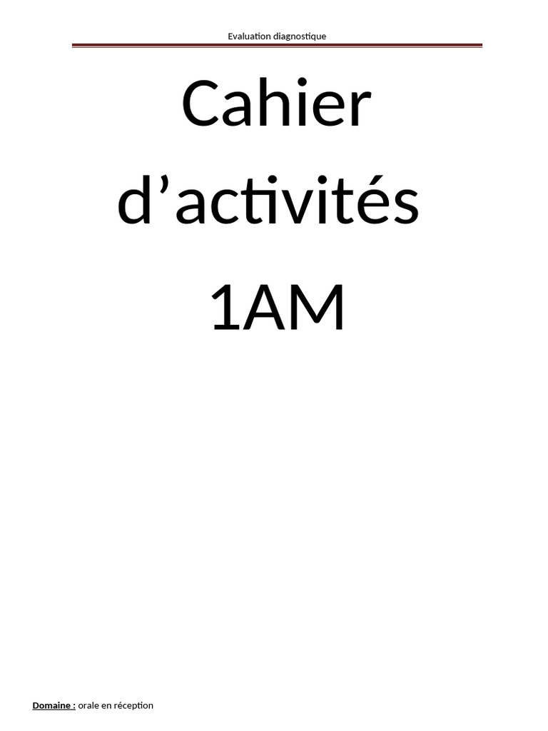 Cahier D'activité 1AM | PDF