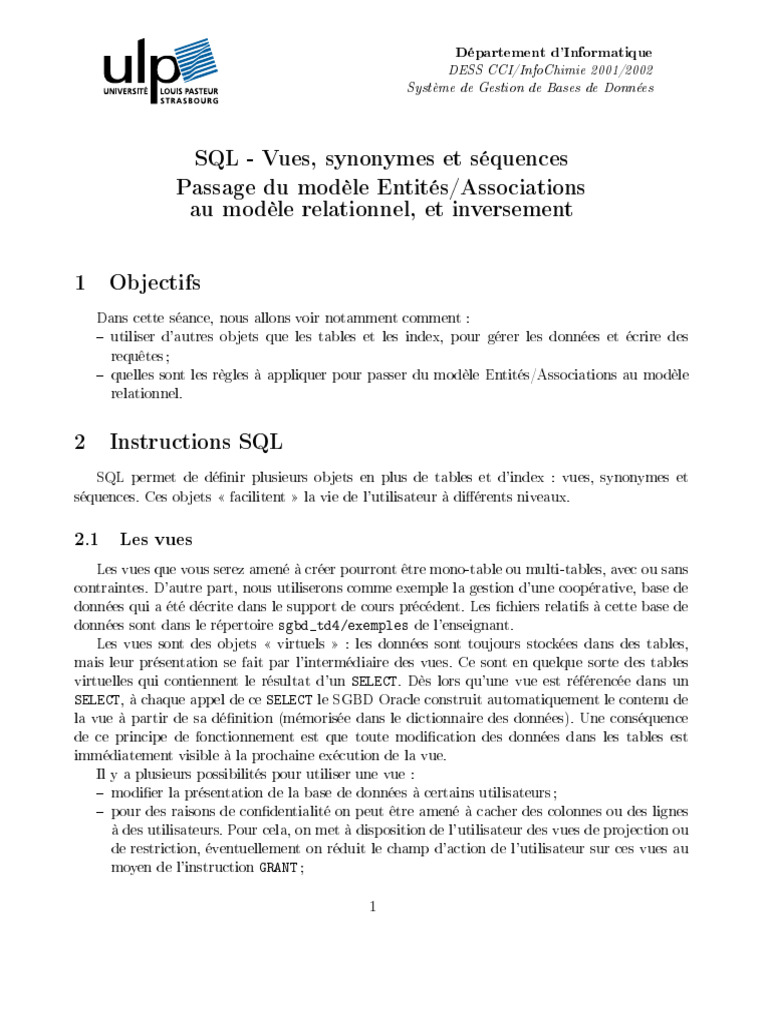 Vues-Synonymes Et Séquences | PDF