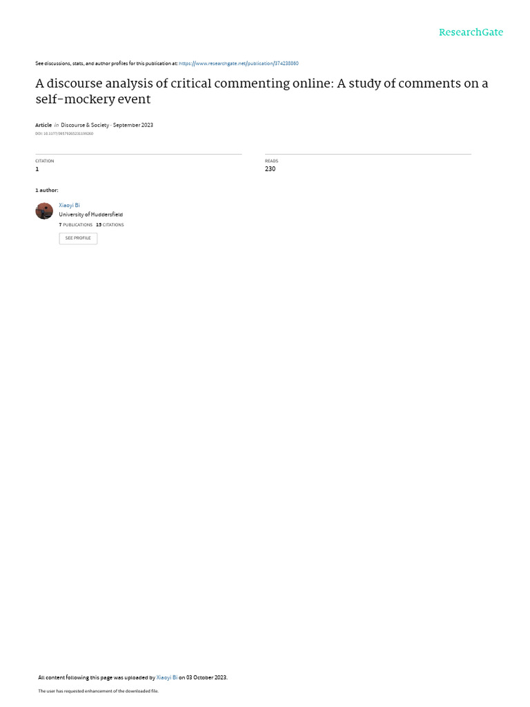 A Discourse Analysis of Critical Commenting Online: A Study of Comments ...
