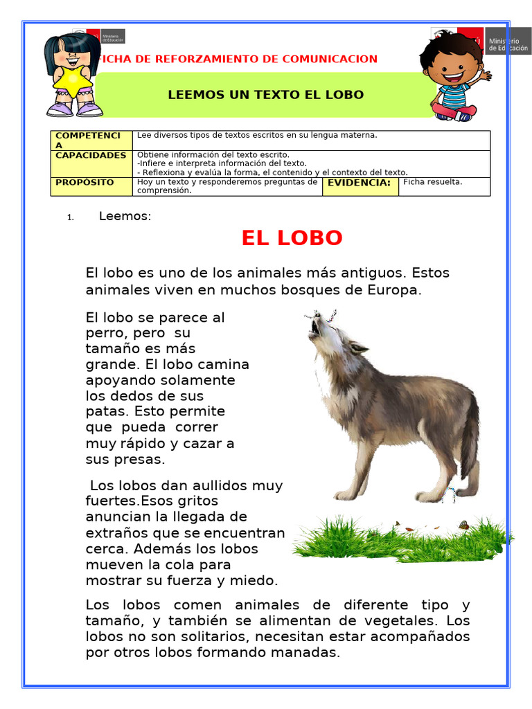 S3 Ref 5 Com Leemos Un Texto El Lobo | PDF