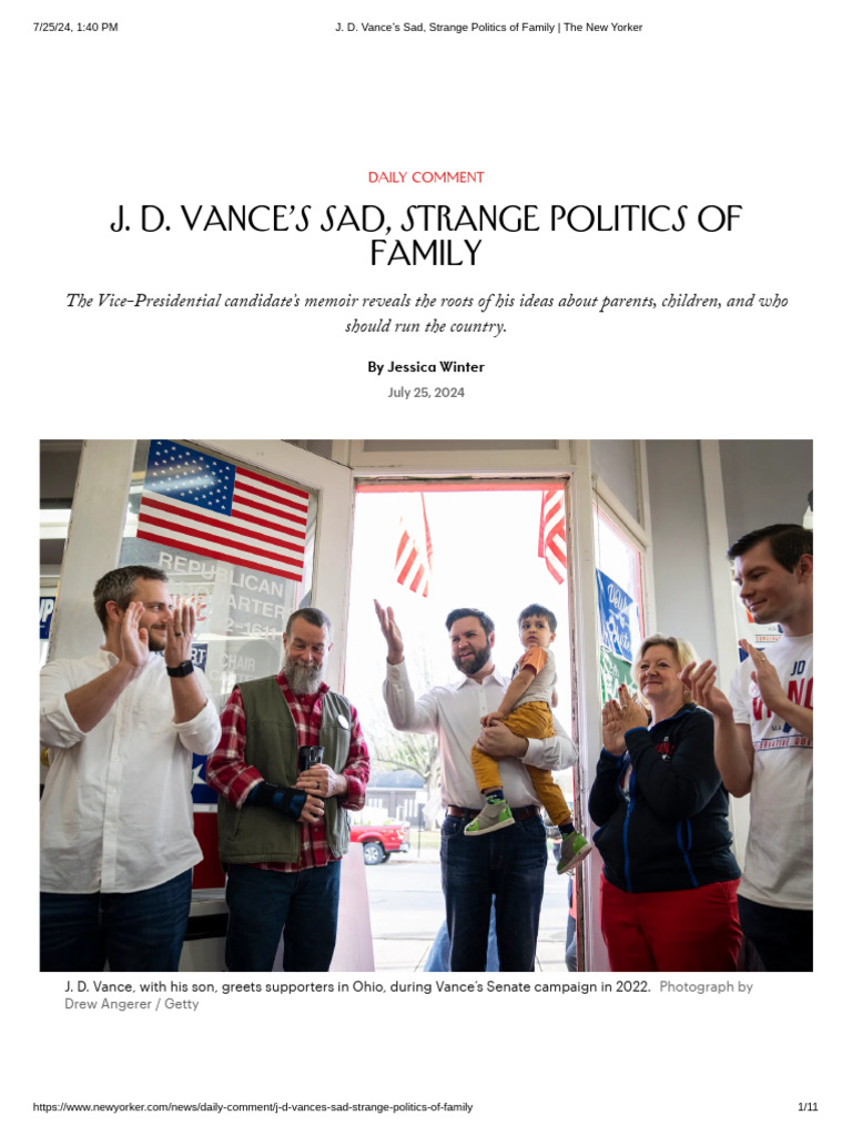 J. D. Vance's Sad, Strange Politics of Family - The New Yorker | PDF