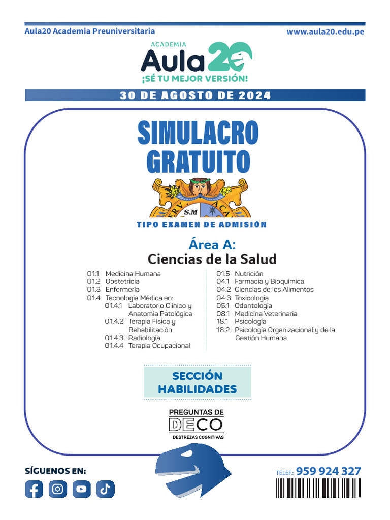 Oficial Ciclo Regular General Simulacro S16 - A - Habilidades | PDF