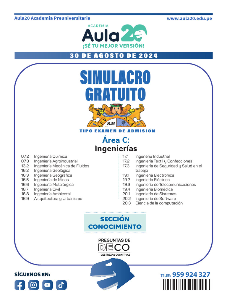 Oficial Ciclo Regular General Simulacro S16 - C - Conocimiento | PDF