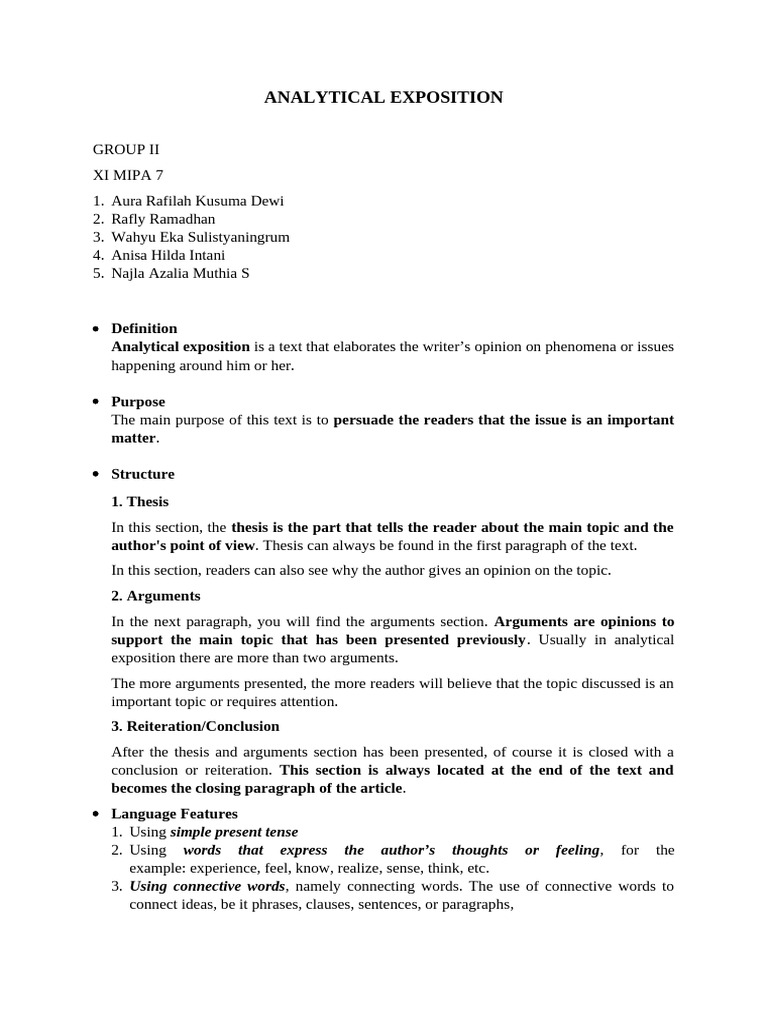 Analytical Exposition | PDF