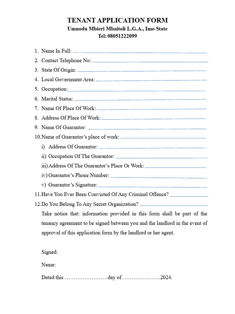 Tenant Application | PDF