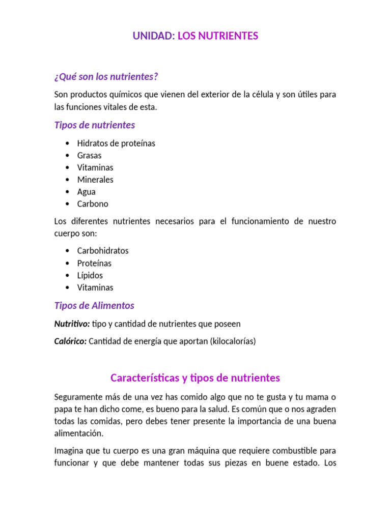Los Nutrientes | PDF