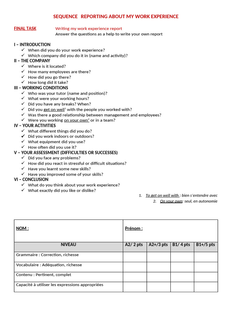 TF 1 Writing My Work Experience Report 2 | PDF