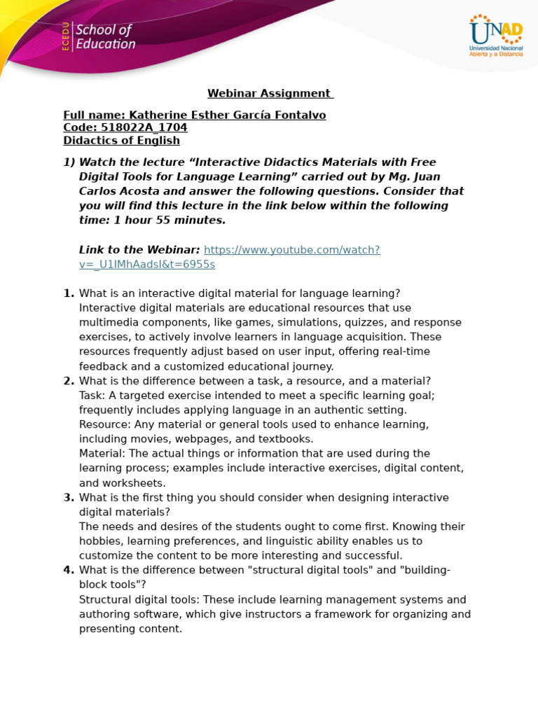 Webinar Assignment 1 Interactive Didactics Materials With Free