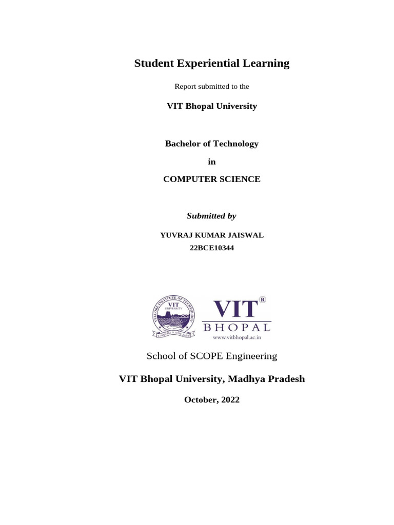 VITB Experiential Learning Report-Template | PDF