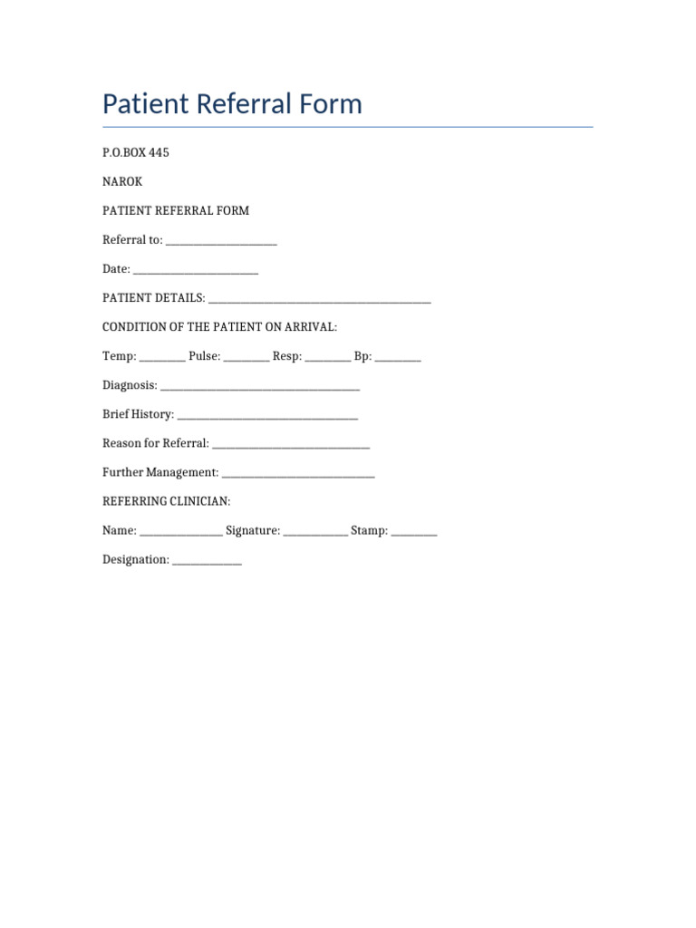 Patient Referral Form Template | PDF