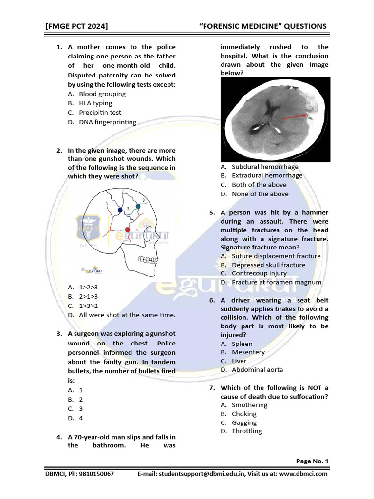 Forensic Medicine Exam Questions 2024 | PDF | Autopsy