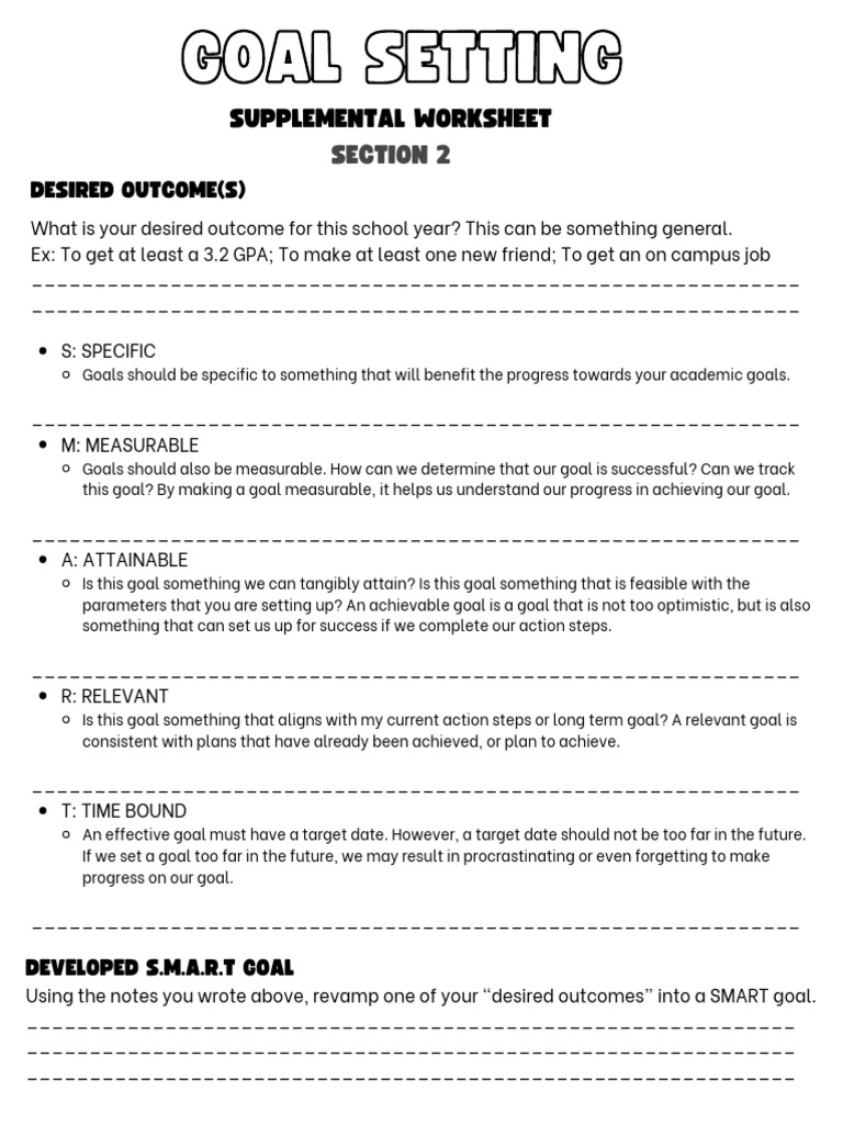 Academic Goal Setting - Section 2-1 | PDF