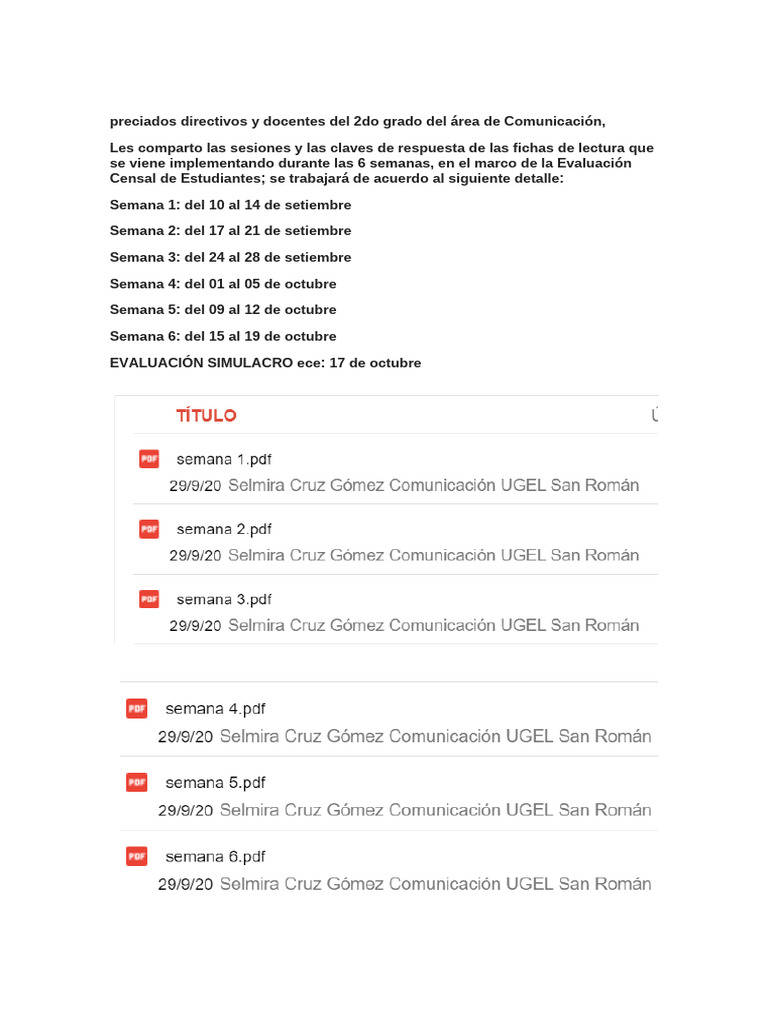 Planificacion de Lecturas | PDF