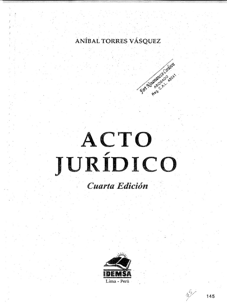 Anibal Torres. El Objeto Del Acto Jurídico | PDF