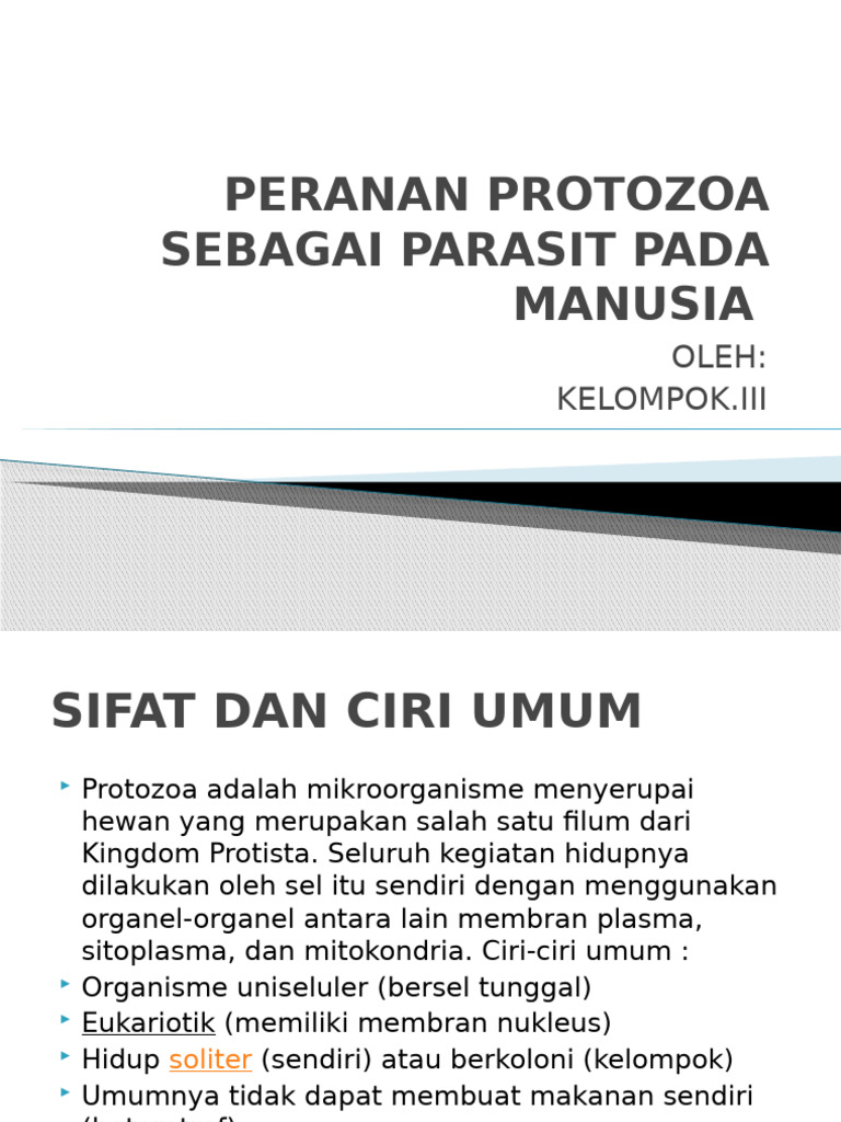 Peranan Protozoa Sebagai Parasit Pada Manusia | PDF