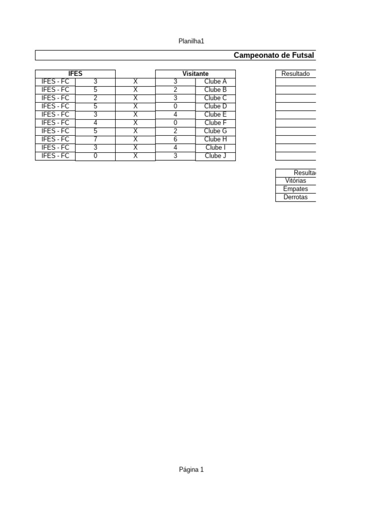 Planilha Campeonato de Futsal | PDF