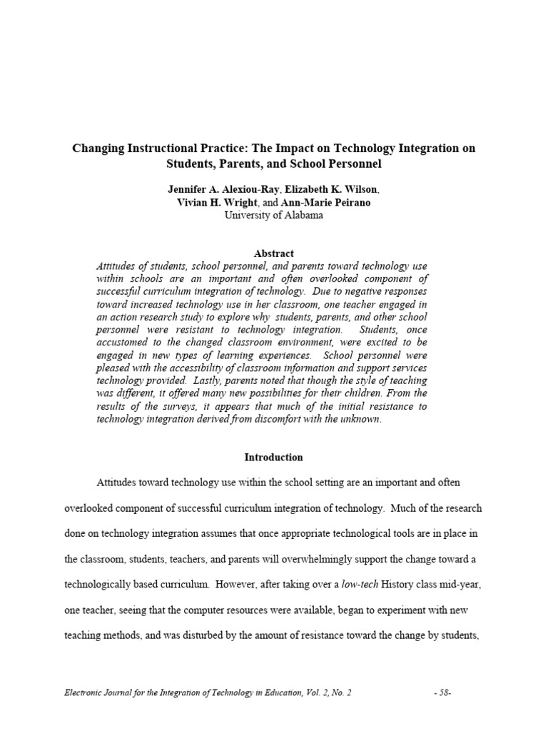 Technology Integration On Students | PDF