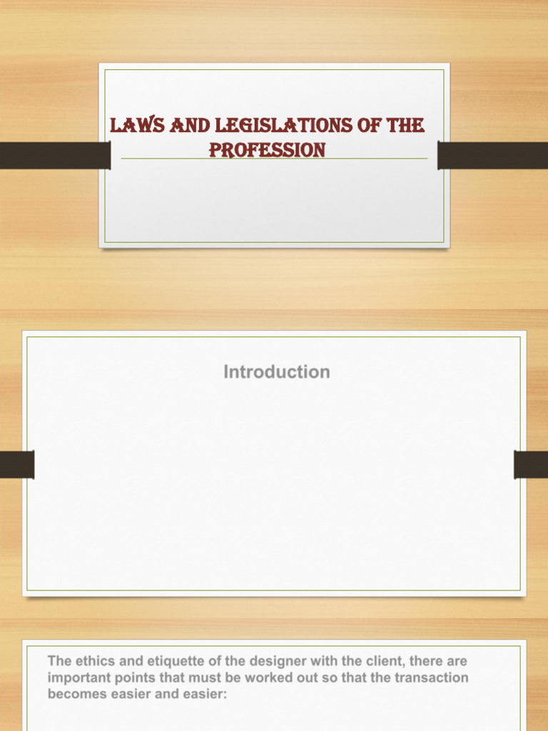 Laws and Legislations of The Profession Lec | PDF
