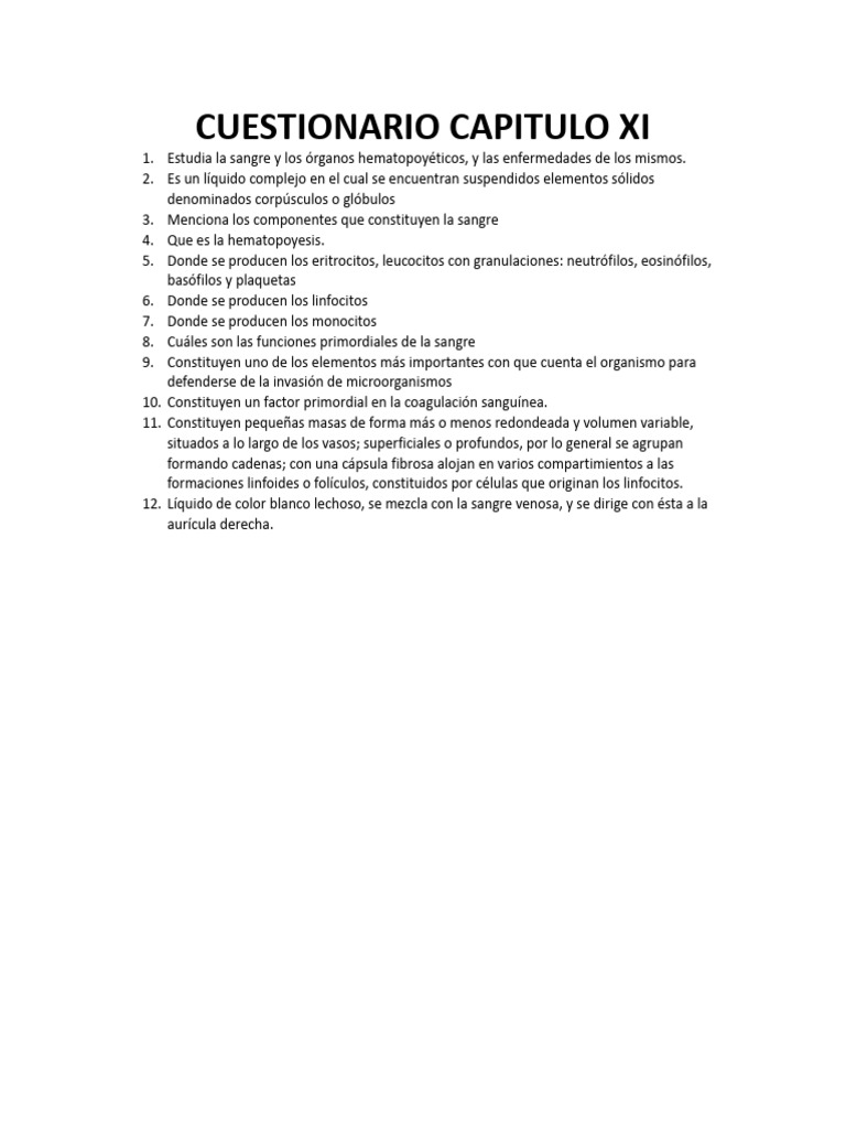 Cuestionario Capitulo Xi | PDF