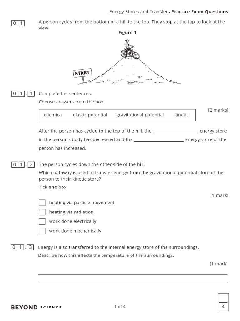 Energy Stores and Transfers Practice Exam Questions Foundation | PDF