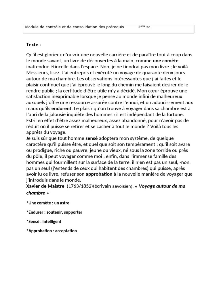 Module de Contrôle Et de Consolidation Des Prérequis 3ème SC | PDF