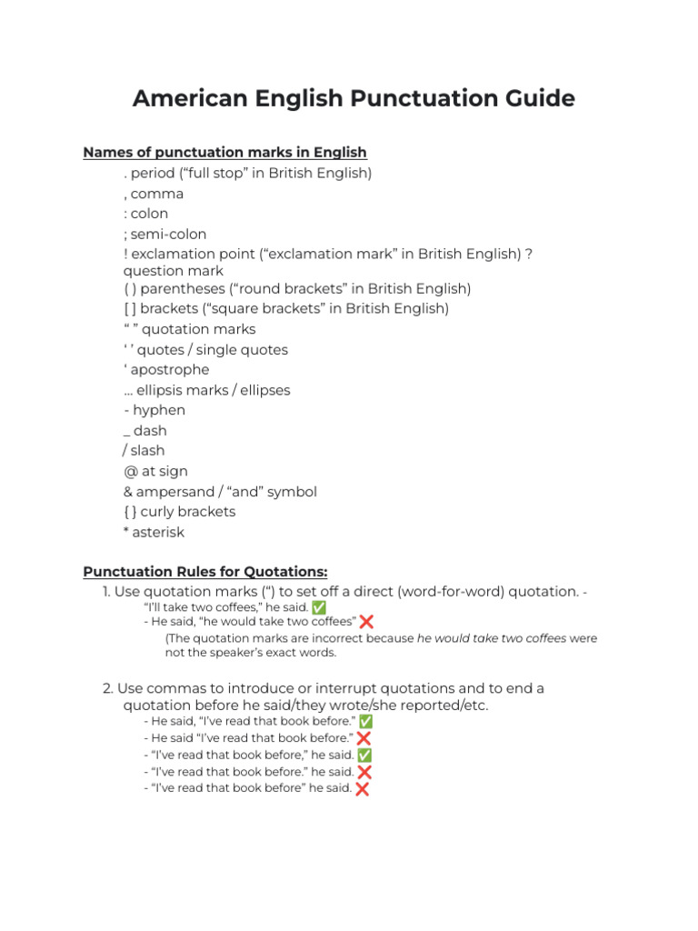 American English Punctuation Guide | PDF