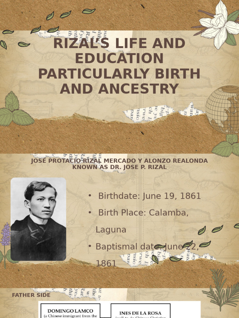 Rizal Life and Education Particularly Birth and Ancestry of Rizal | PDF