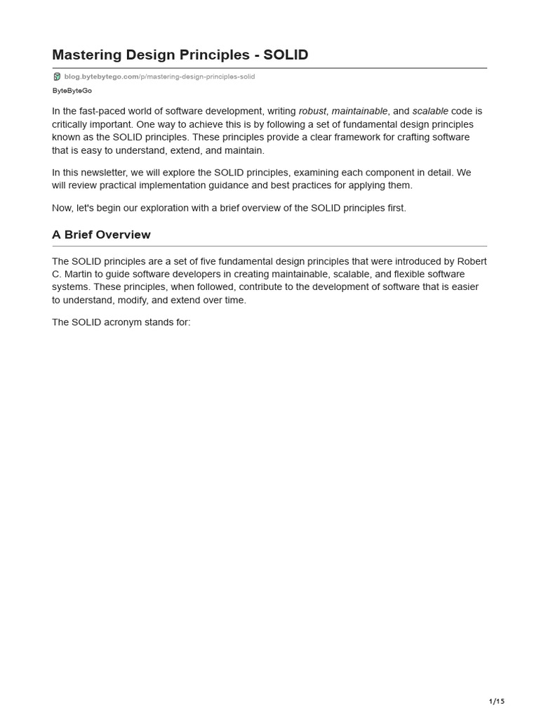 Mastering Design Principles - SOLID | PDF