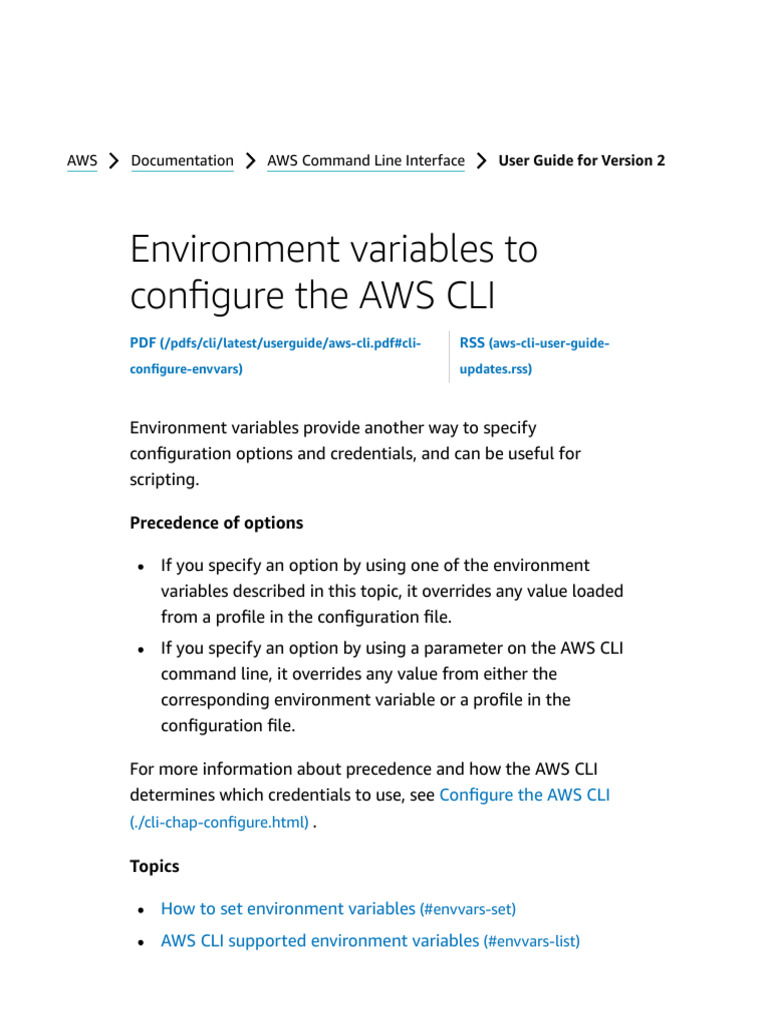 Environment Variables To Configure The AWS CLI - AWS Command Line Interface | PDF
