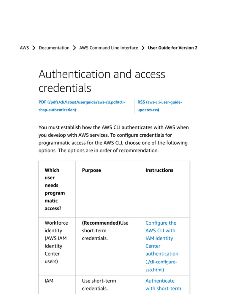 Authentication and Access Credentials - AWS Command Line Interface | PDF