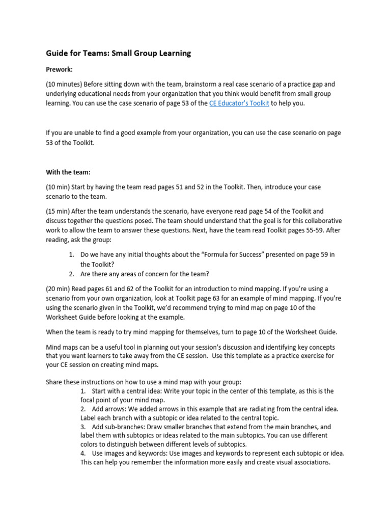 Guide For Teams - Small Group Learning - CE Toolkit | PDF | Cognitive ...