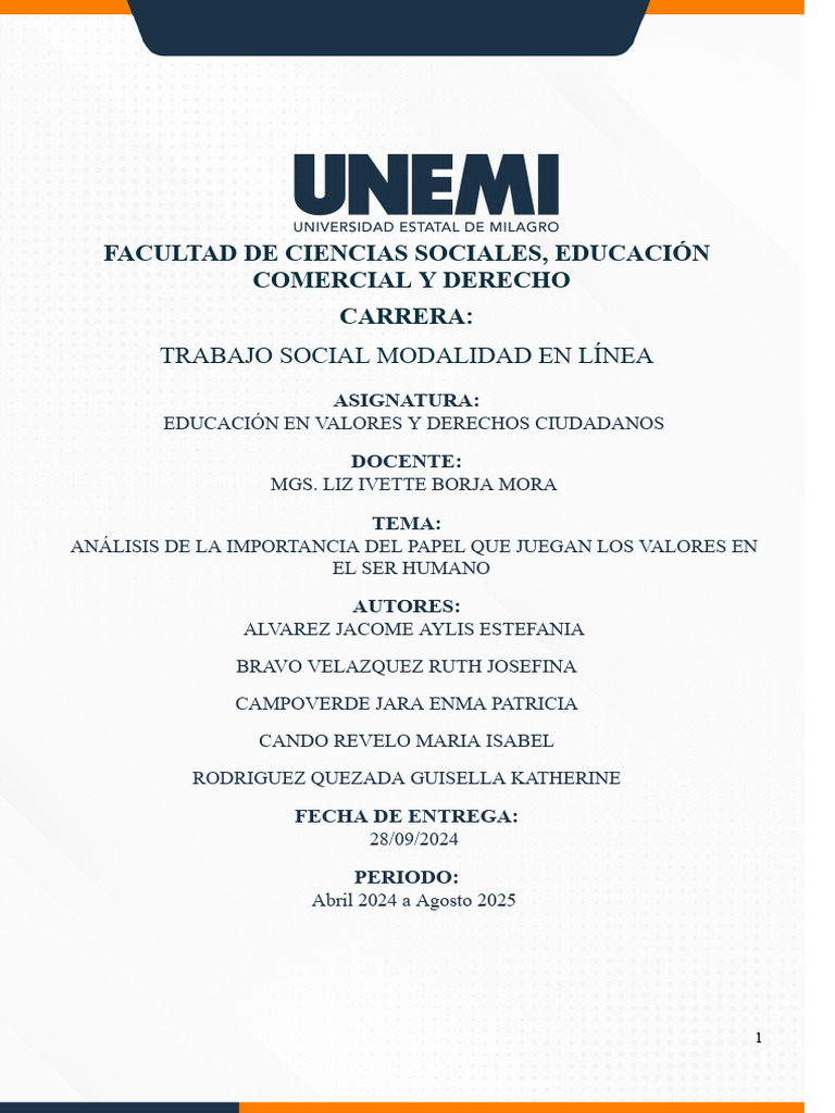 Tarea. Valores | PDF