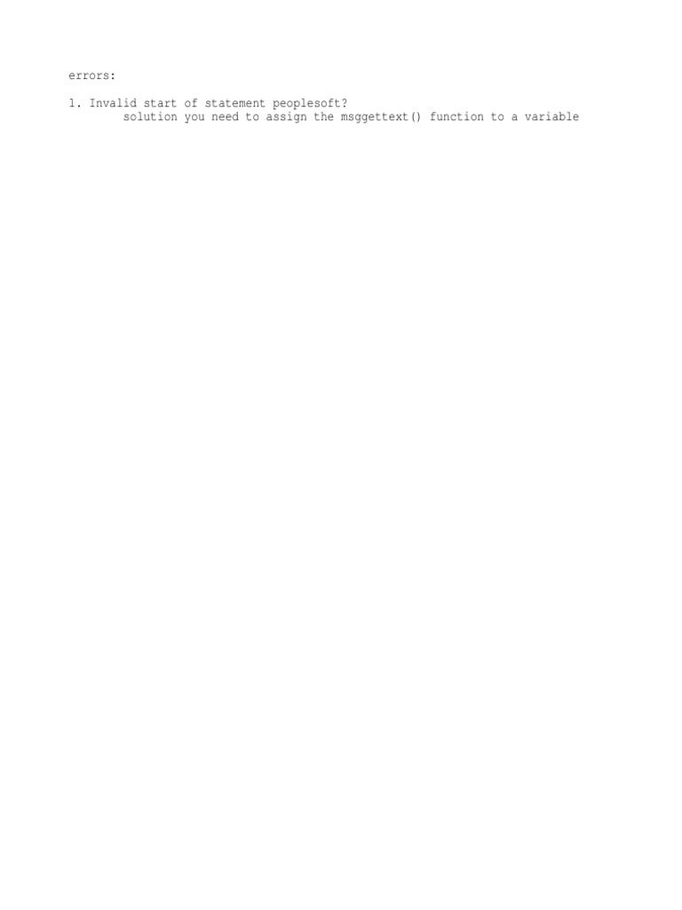 Peoplesoft Msggettext() Function Error | PDF