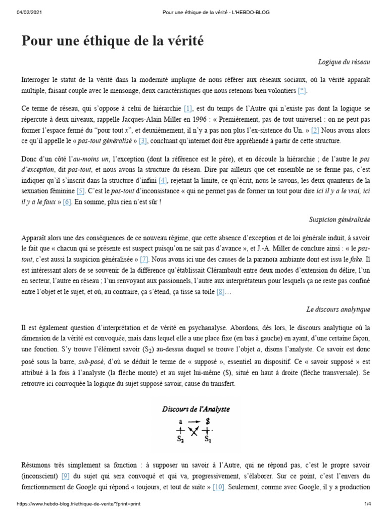 Damien Guyonnet - Pour Une Éthique de La Vérité | PDF