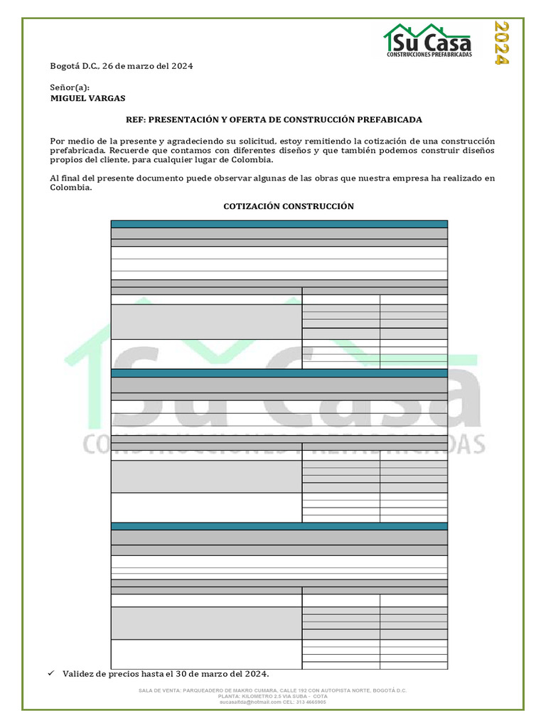 Cotizacion Miguel Vargas - RF | PDF